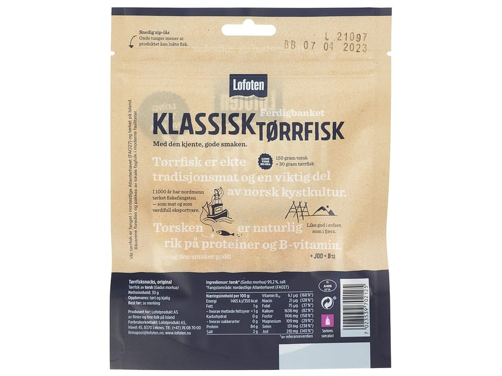 Lofoten Dryfish snacks original 30 gram (Tørrfisk) – Norwegian Foodstore
